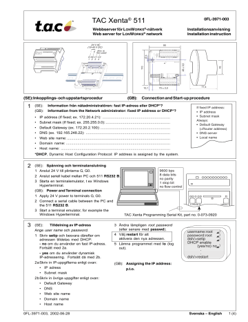 Schneider Electric TAC Xenta 511 Web server User Guide | Manualzz