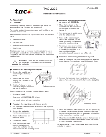 Schneider Electric TAC 2222 Controller User Guide | Manualzz