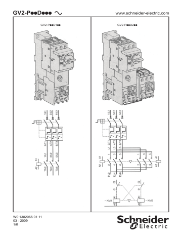 Schneider Electric GV2-P..D… Combination automatic motor starters (GV2 ...