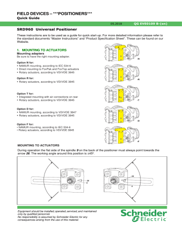Schneider Electric SRD960 Universal Positioner Quick guide | Manualzz