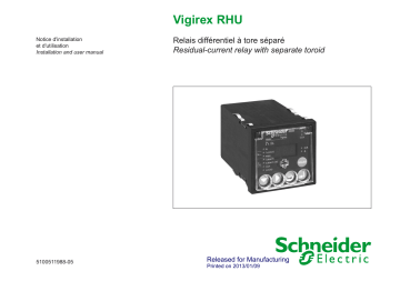 Schneider Electric Vigirex RHU User Guide | Manualzz