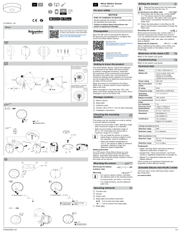Schneider Electric Wiser Motion Sensor Instruction Sheet | Manualzz
