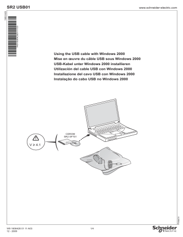 Schneider Electric SR2 USB01 Using the USB cable Instruction Sheet ...