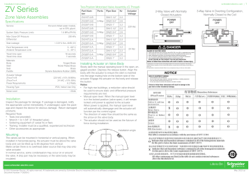 Schneider Electric ZV Series Zone Valve Assemblies Instruction Sheet ...