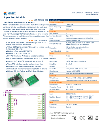USR IOT USR-TCP232-ED2 Datasheet | Manualzz