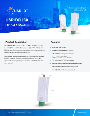 USR IOT USR-DR154/152/150 LTE Cat 1 modem Datasheet | Manualzz