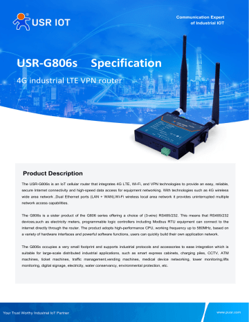 USR IOT USR-G806s Industrial 4G Router Datasheet | Manualzz