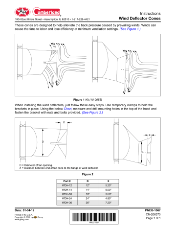 Cumberland PNEG-1067 - Wind Deflector Cones Owner's Manual | Manualzz