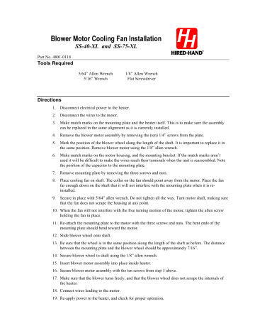 Cumberland Blower Motor Replacement Owner's Manual | Manualzz