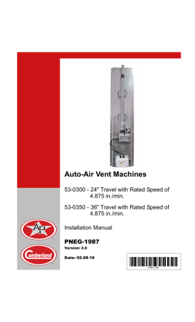 Cumberland Pneg-1987 - Auto-Air Vent Machines Owner's Manual | Manualzz