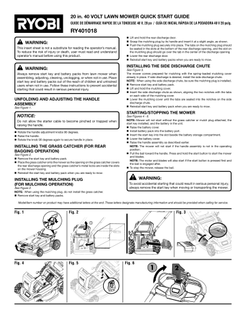 RYOBI RY401180VNM 40V HP BRUSHLESS 20" SELF-PROPELLED LAWN MOWER Quick ...