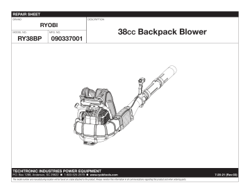 Ryobi RY38BPVNM 2 Cycle 760 CFM Backpack Blower User manual | Manualzz