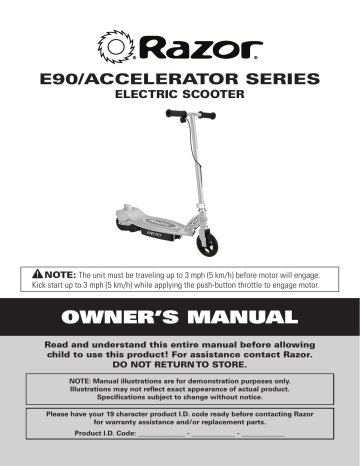 Razor E90 Electric Scooter Owner's Manual | Manualzz