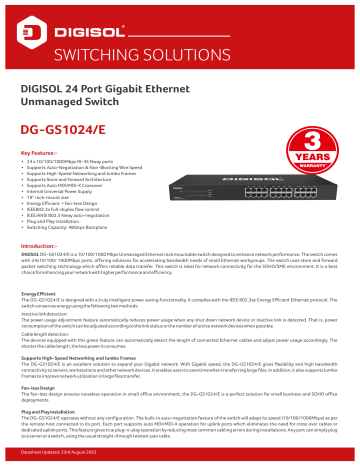 Digisol DIGISOL 24 Port Gigabit Ethernet Unmanaged Switch DG-GS1024/E ...