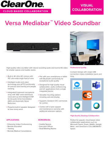 ClearOne Versa Mediabar Datasheet | Manualzz