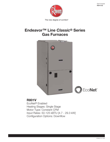 Rheem R801V1005A21DZSCAP Gas Furnace Specification Sheet | Manualzz