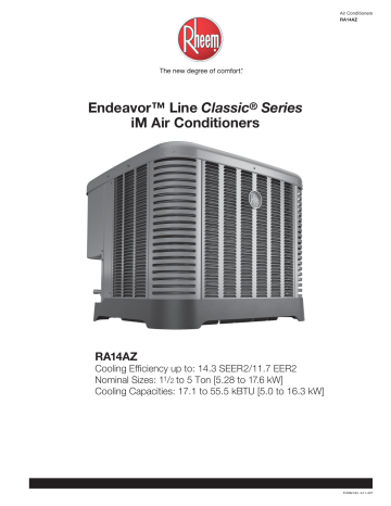 Rheem RA14AZ24AJ1NALHP Condensing Unit Specification Sheet | Manualzz