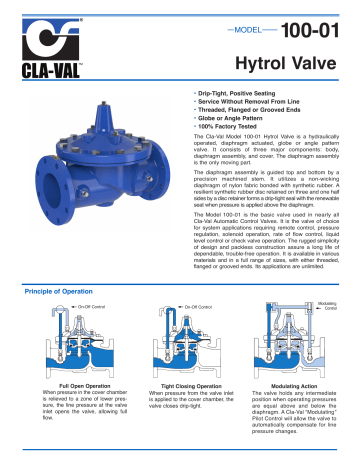 Cla-Val 100-01 Hytrol Valve Data Sheet | Manualzz