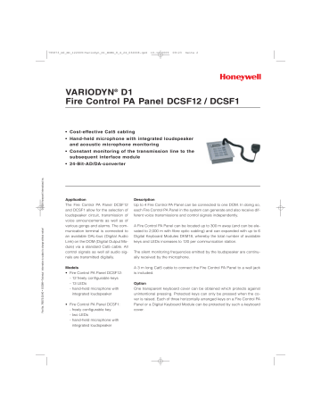Notifier VARIODYN D1 Data Sheet | Manualzz