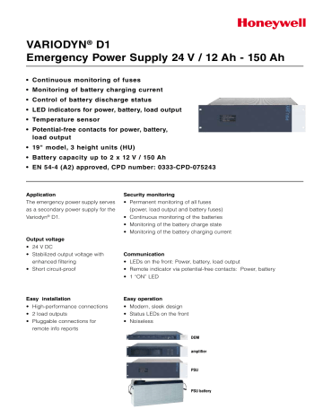 Notifier VARIODYN D1 Data Sheet | Manualzz