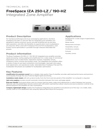 Notifier BOSE FreeSpace FS Data Sheet | Manualzz
