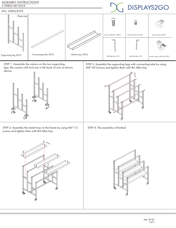 Displays2go ADRACK3TR Mobile Art Display Rack Instructions | Manualzz