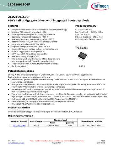 Infineon 2ED21091S06F Gate Driver Data Sheet | Manualzz