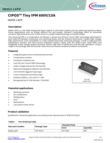 Infineon IM393-L6FP IPM Data Sheet | Manualzz