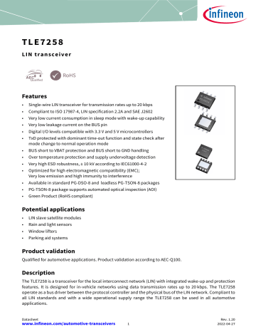 Infineon TLE7258LE Transceiver Data Sheet | Manualzz