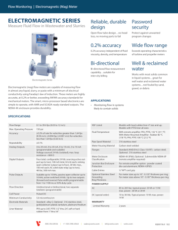 Veris BGR-M2-020-R1-A-RAFS-XXGF Magnetic Flow Meter Datasheet | Manualzz