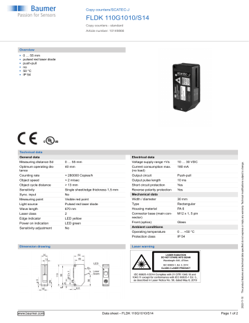 Baumer FLDK 110G1010/S14 Copy counter Data sheet | Manualzz