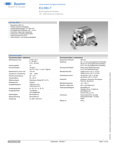 Baumer EIL580-T Incremental encoder Datenblatt | Manualzz