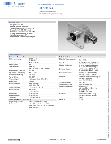 Baumer EIL580-SQ Incremental encoder Data sheet | Manualzz