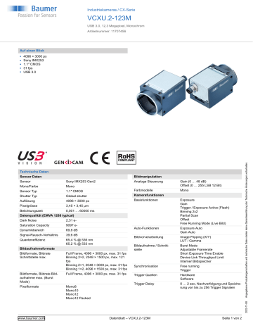 Baumer VCXU.2-123M VCXG/VCXU camera Data sheet | Manualzz