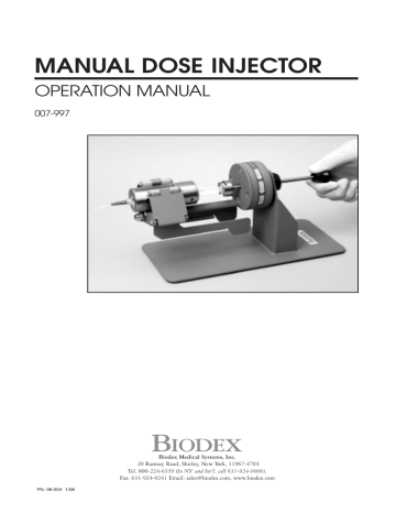 Biodex Manual Dose Injector Operation Manual | Manualzz