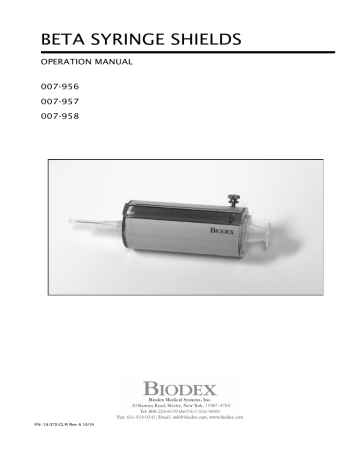 Biodex Beta Syringe Shield Operation Manual | Manualzz