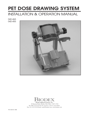 Biodex PET Dose Drawing System Operation Manual | Manualzz