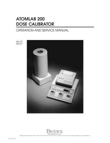 Biodex Atomlab 200 Dose Calibrator Operation Manual | Manualzz