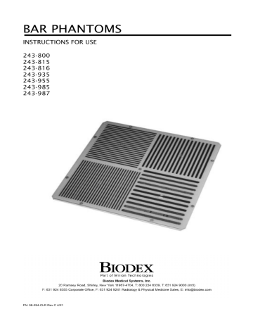 Biodex Bar Phantoms Operation Manual | Manualzz