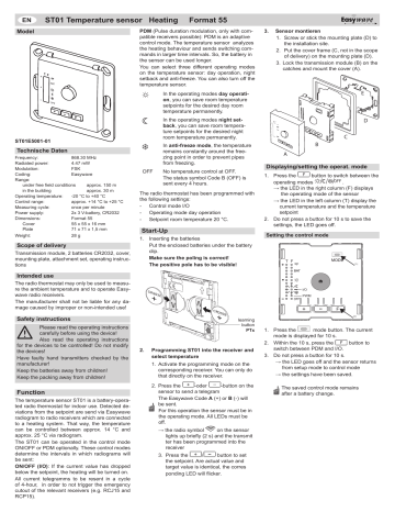 ELDAT ST01 Radio temperature sensor Operating Manual | Manualzz