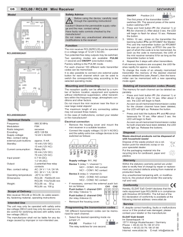 ELDAT RCL09 Mini receiver Operating instructions | Manualzz