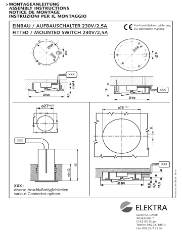 Elektra Mounted Switch Ø66 Instruction | Manualzz