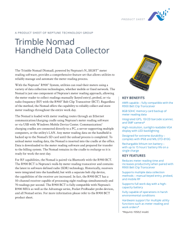 Neptune AMR Handhelds Product sheet | Manualzz