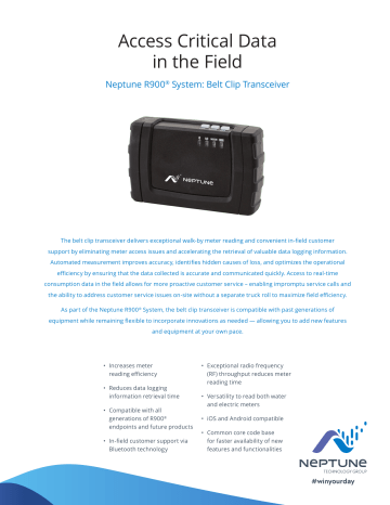 Neptune Belt Clip Transceiver (BCT) Product sheet | Manualzz