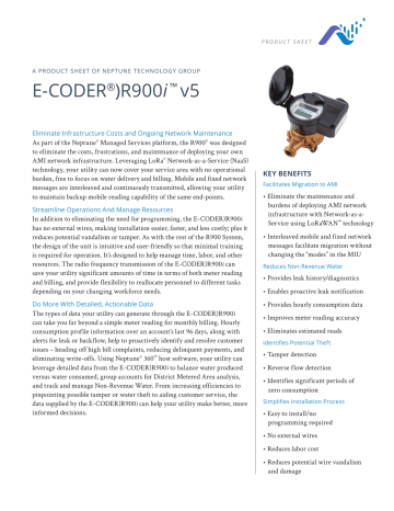 Neptune E-CODER®)R900i™ Product sheet | Manualzz