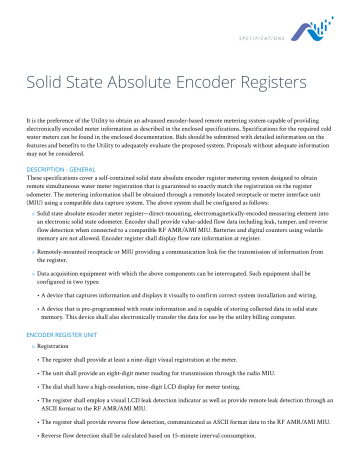 Neptune E-CODER® Specifications | Manualzz