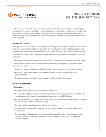 Neptune ProRead™ Specifications | Manualzz