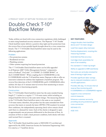 Neptune Double Check T-10® Meter Product sheet | Manualzz