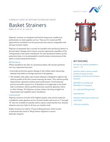 Neptune Strainer Product sheet | Manualzz