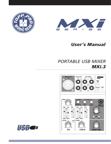 Topp Pro Music Gear MXi.3 Mixer Owner's Manual | Manualzz